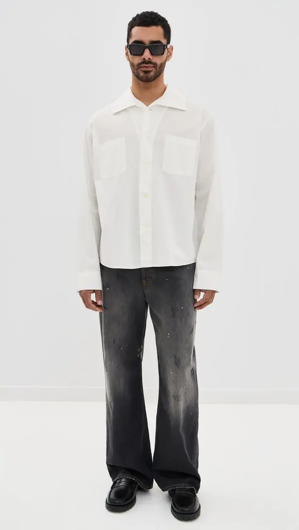Our Legacy Funnel Shirt In White Dense Poplin - 75% Off | Editorialist